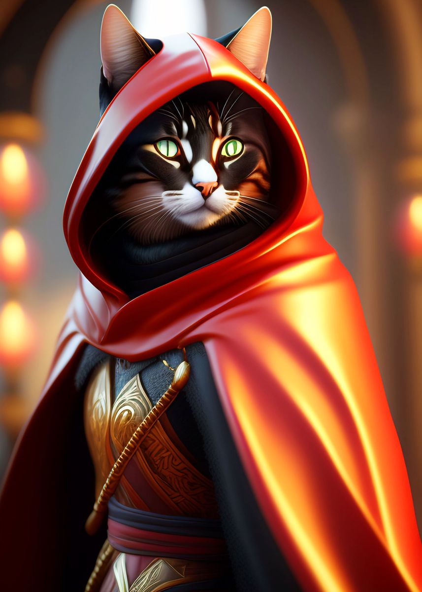 'A CAT WEARS A CLOTH' Poster, picture, metal print, paint by LuckStory ...