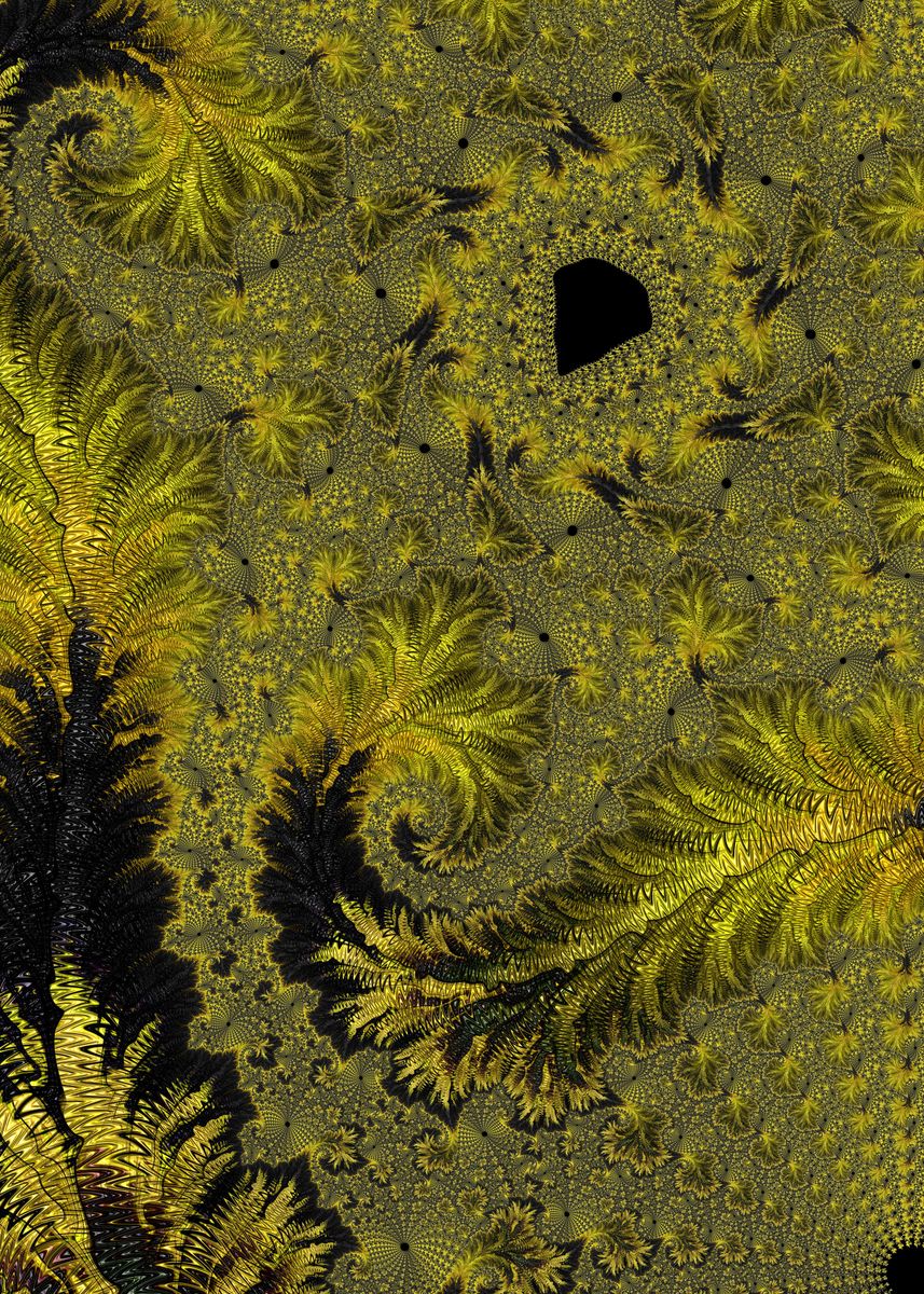 'Trippy Bold Yellow Fractal' Poster, picture, metal print, paint by ...