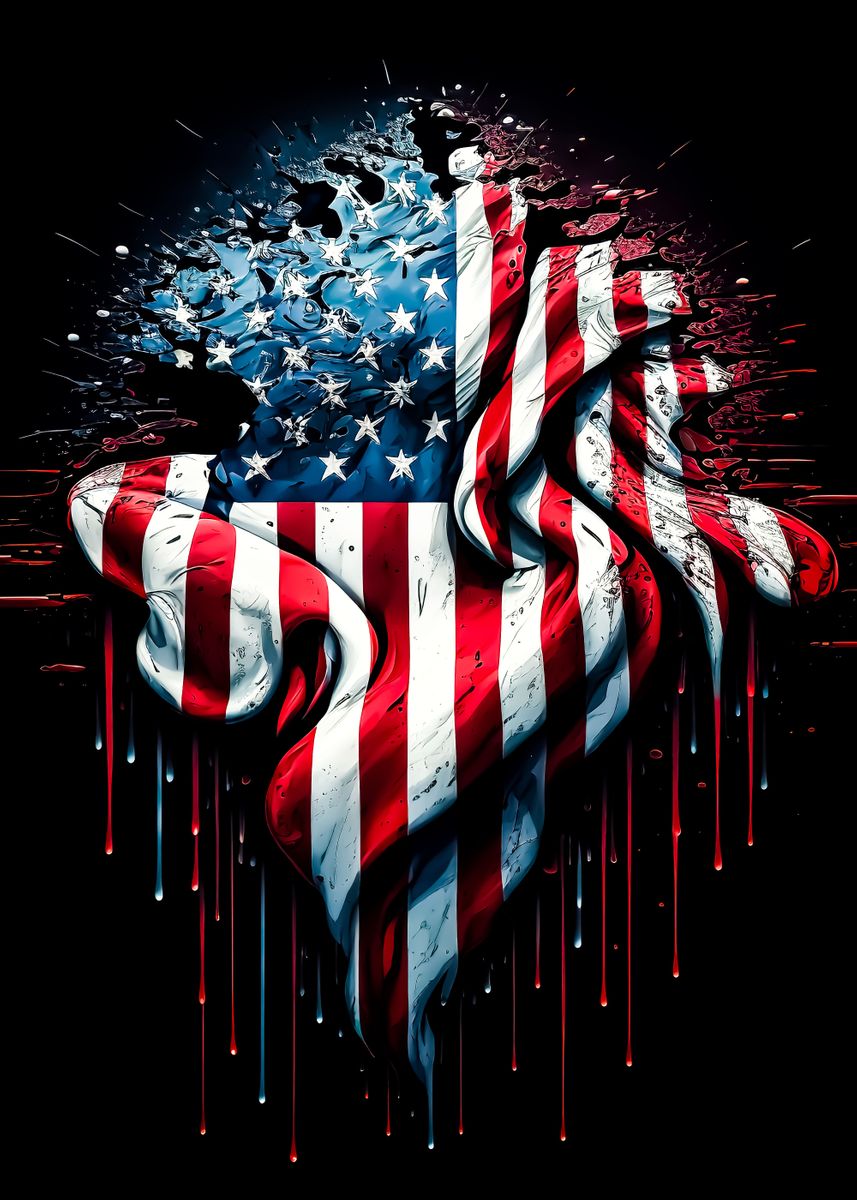'American Flag ' Poster, picture, metal print, paint by AlycePreston ...