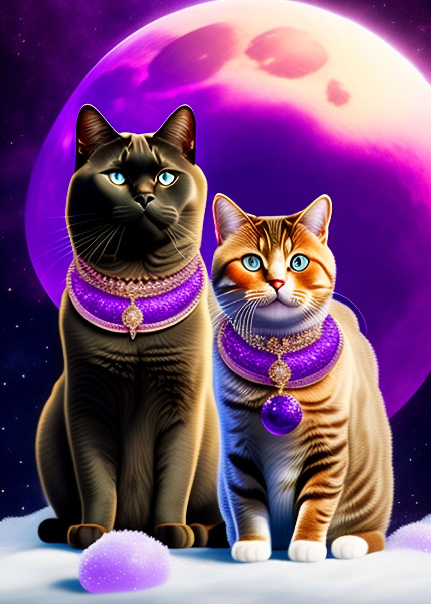 'TWO PAIR OF CATS' Poster by LuckStory | Displate