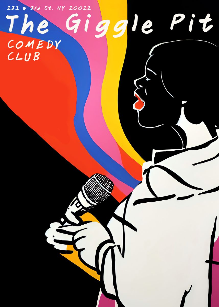 'NYC Giggle Pit Comedy Club' Poster, picture, metal print, paint by BluePinkPanther | Displate
