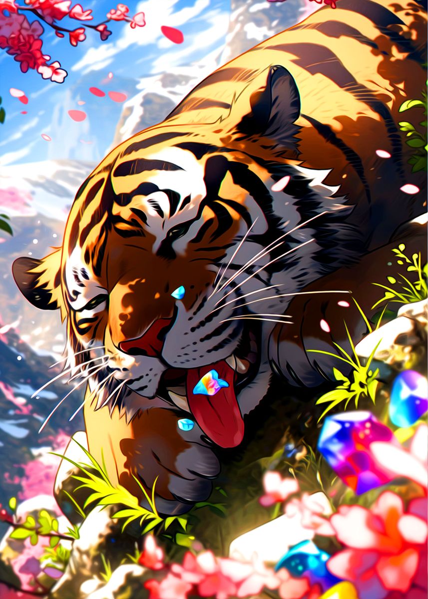 'Cute Tiger' Poster, picture, metal print, paint by Andie Liper | Displate
