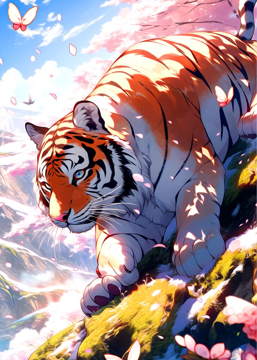 'Cute Tiger' Poster, picture, metal print, paint by Andie Liper | Displate