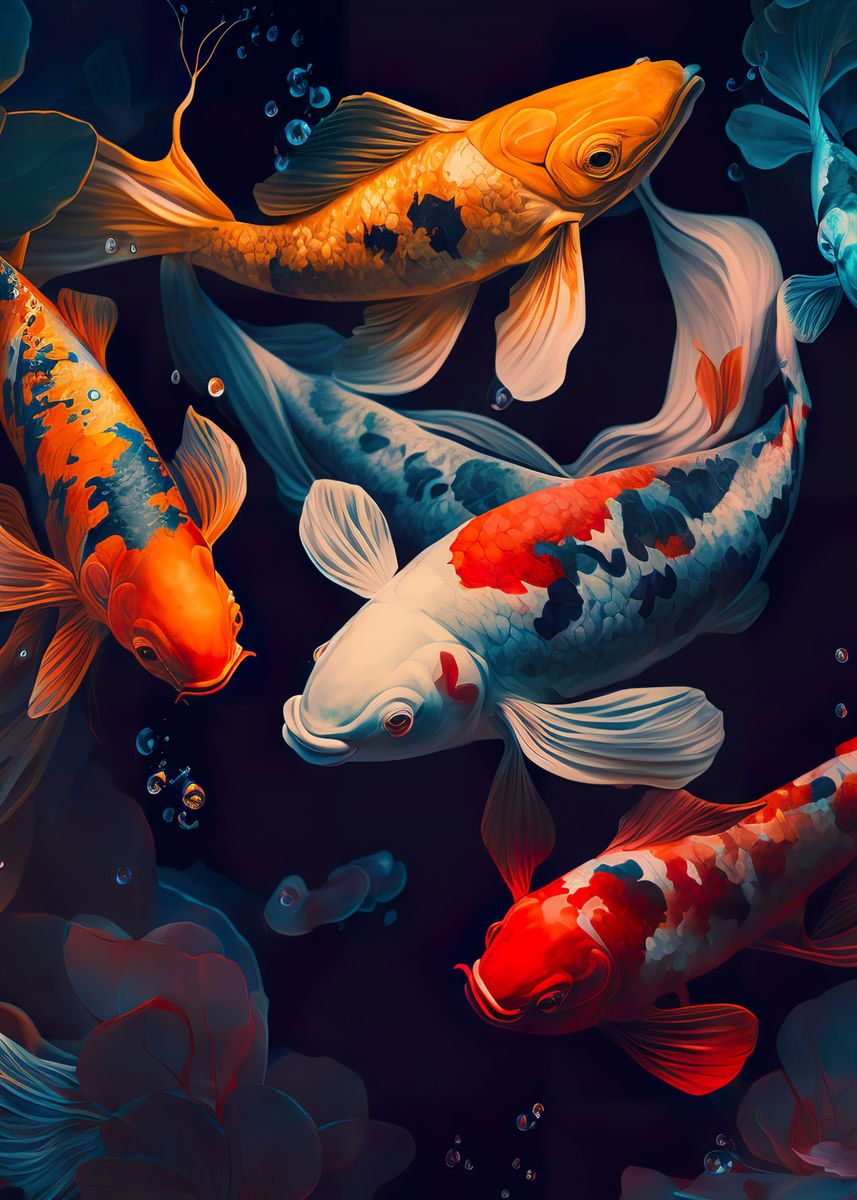 'Freshwater Pond Koi Fish' Poster, picture, metal print, paint by ...