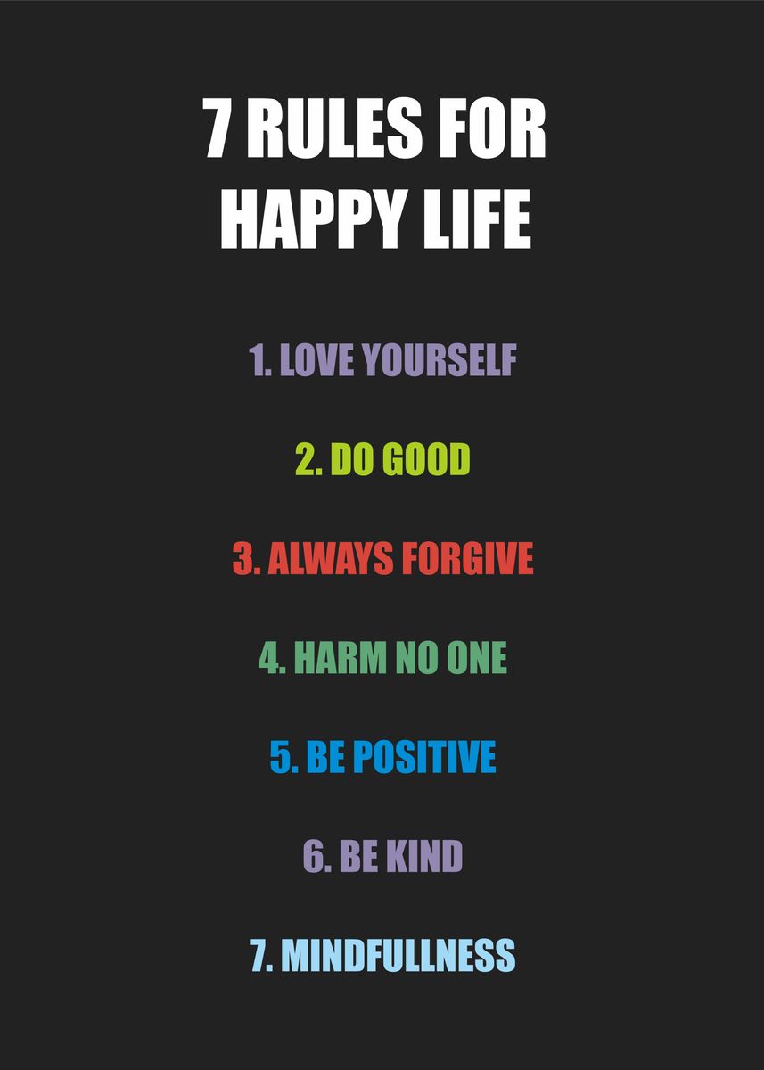 'rules for happy life' Poster by Ratna Mutia Dewi | Displate