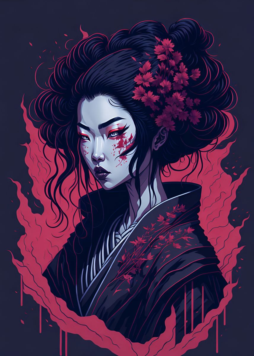 'Ethereal Geisha Grace' Poster by jodotodesign | Displate