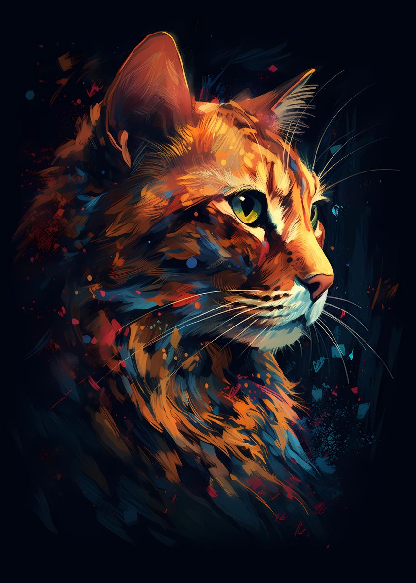 'Abyssinian Cat Magical rea' Poster, picture, metal print, paint by ...