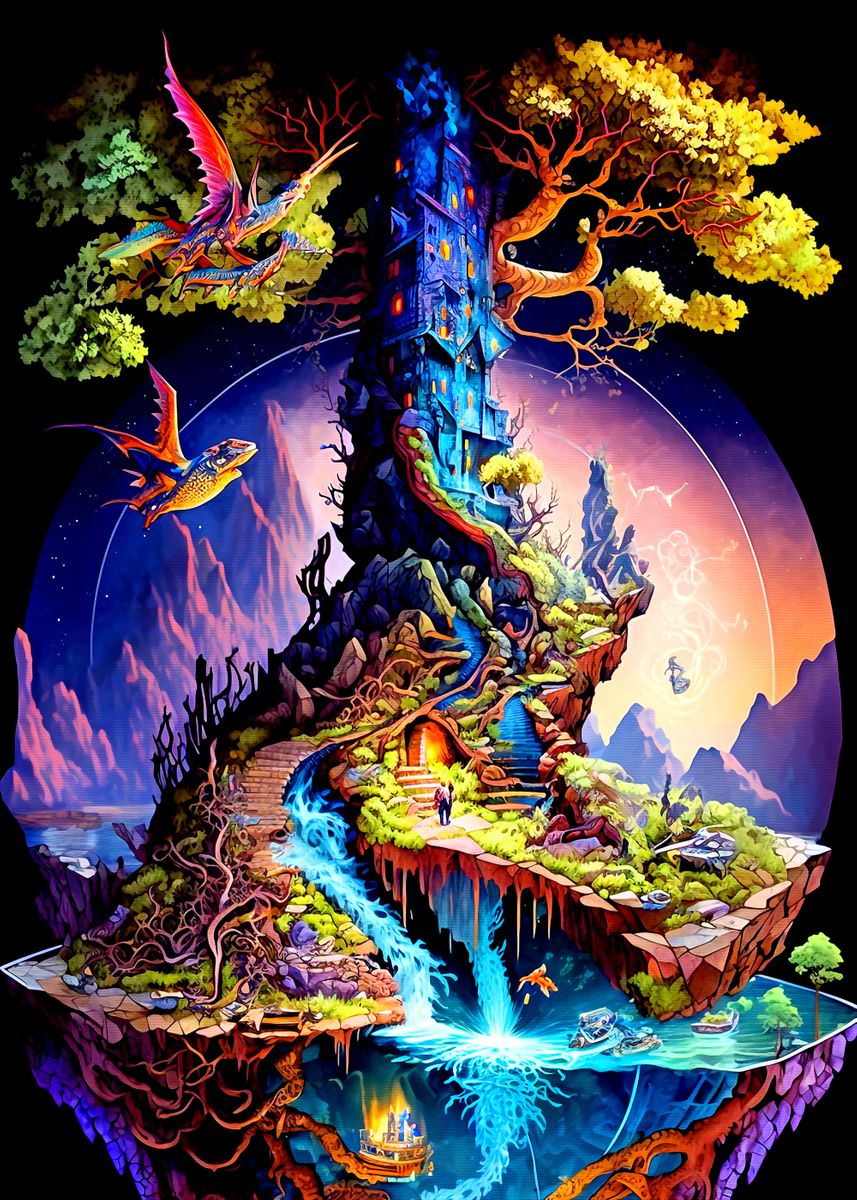 'Fantasy Landscape' Poster, picture, metal print, paint by davisd lee ...