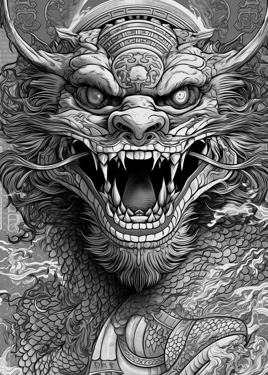 'Dragon' Poster, picture, metal print, paint by Romos Xavi | Displate