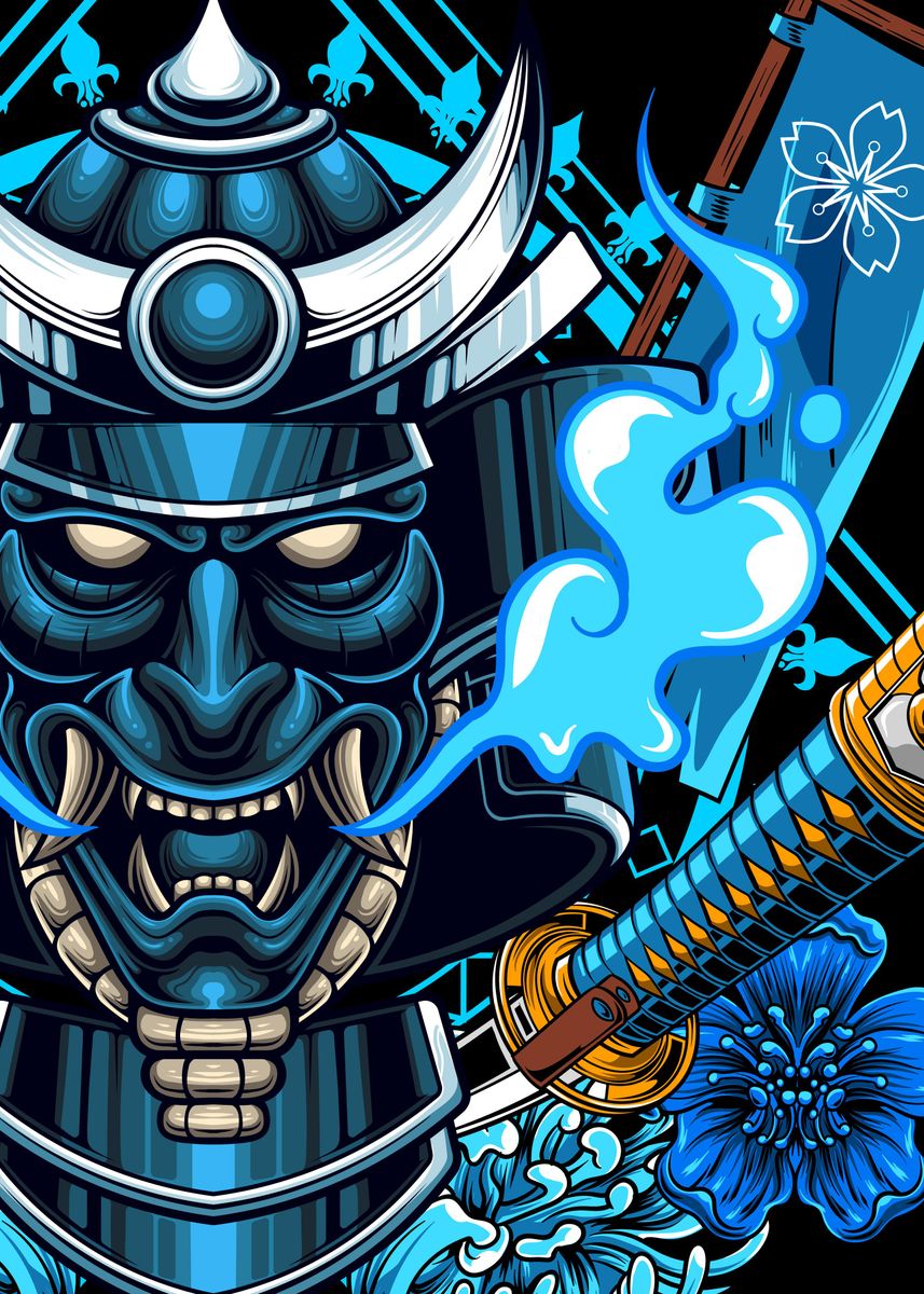'Blue Samurai' Poster, picture, metal print, paint by Iqbal harris ...