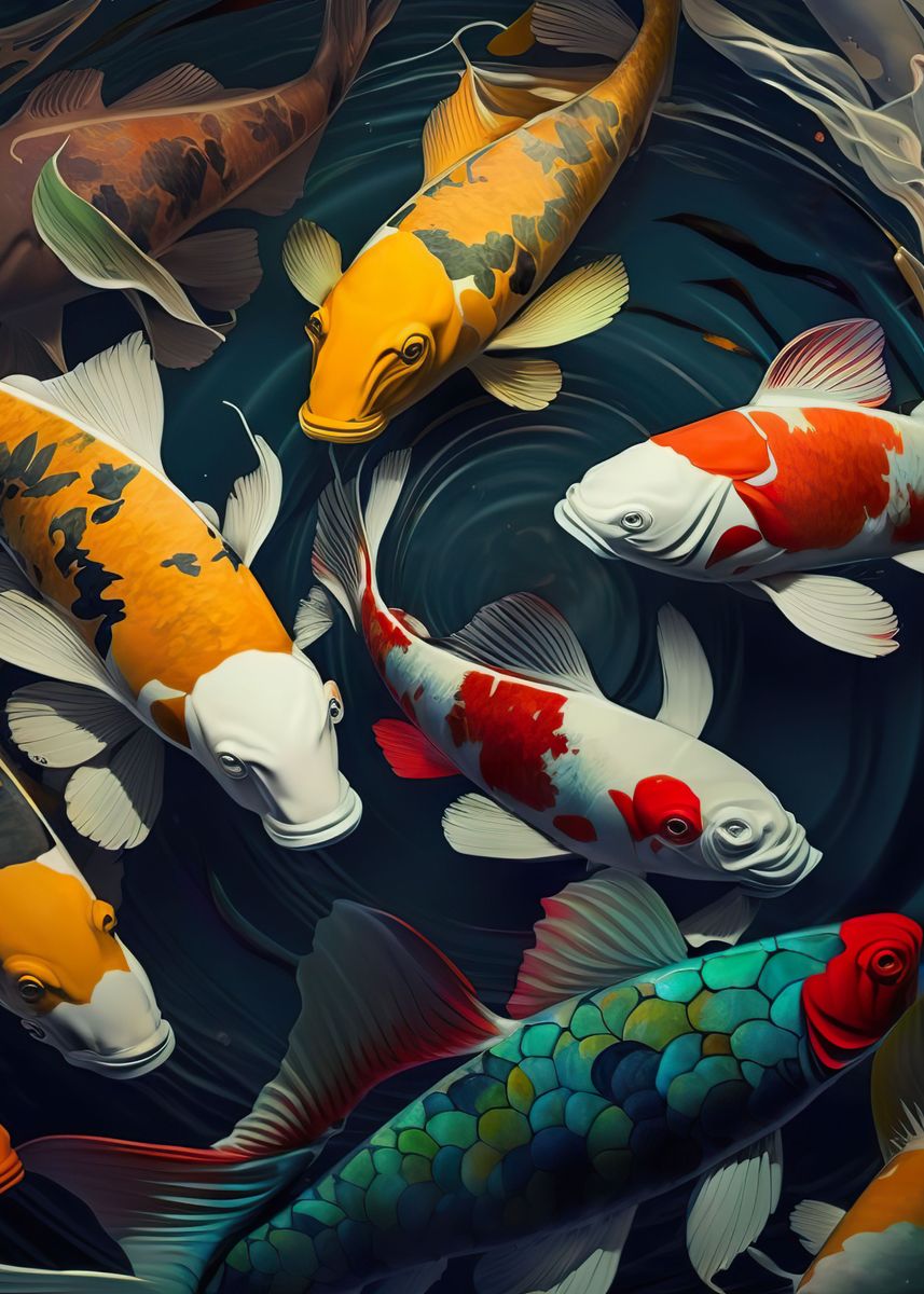 'Unique Color Pattern Koi' Poster, picture, metal print, paint by ...