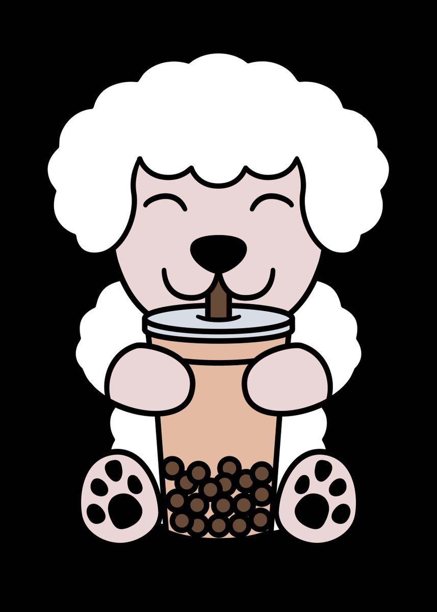 'Poodle Bubble Tea ' Poster, picture, metal print, paint by PetPrints ...