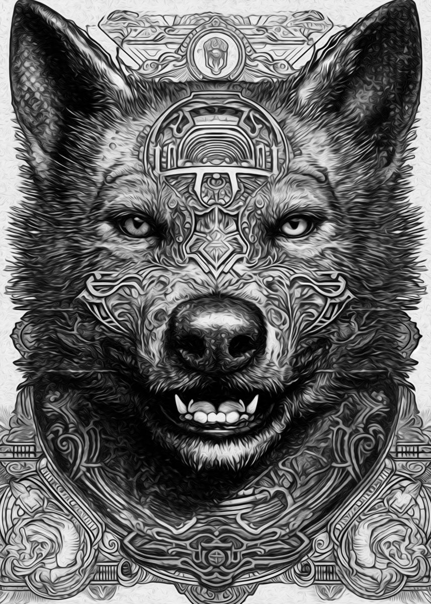 'Wolf' Poster, picture, metal print, paint by Romos Xavi | Displate