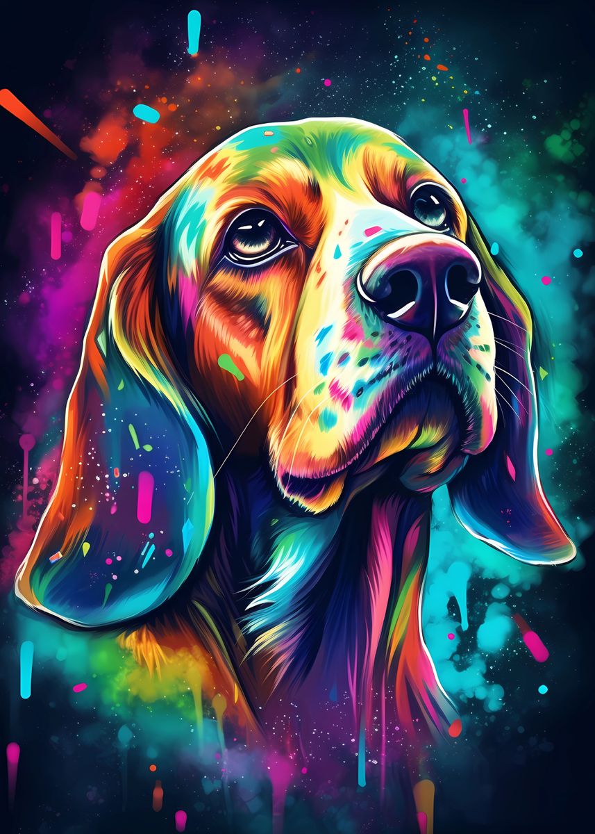'Beagle Dog Otherworldly' Poster, picture, metal print, paint by Amalia Studio | Displate