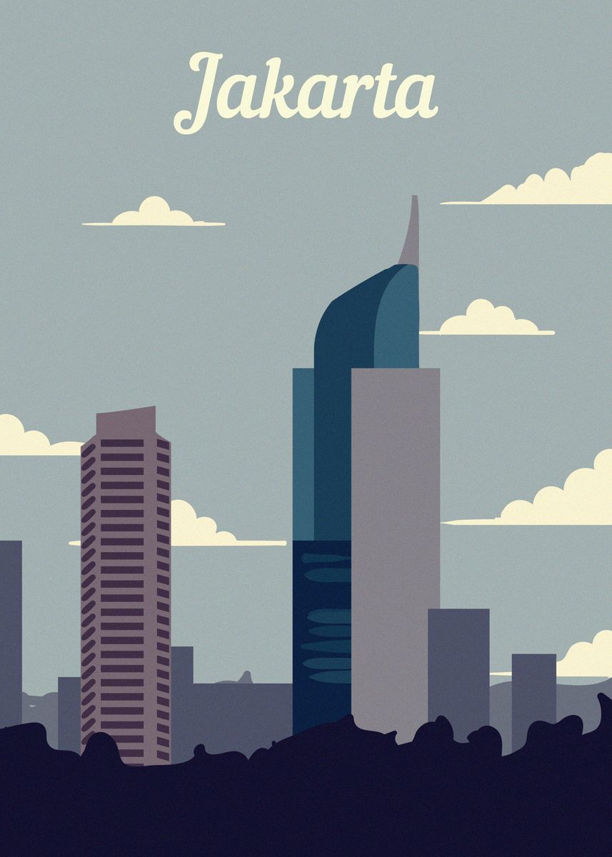 'Jakarta city skyline' Poster, picture, metal print, paint by Le Thi ...