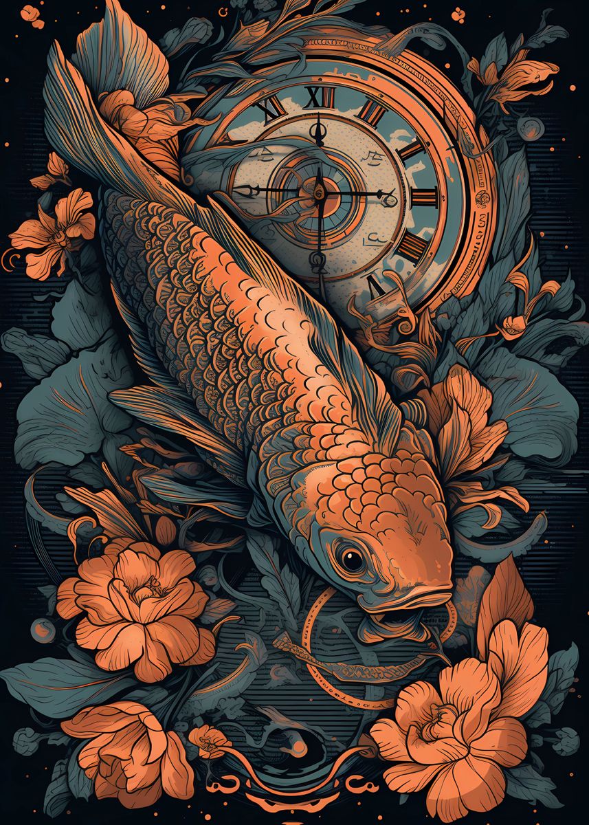 'Koi Fish Mythical realm' Poster, picture, metal print, paint by Meriah ...