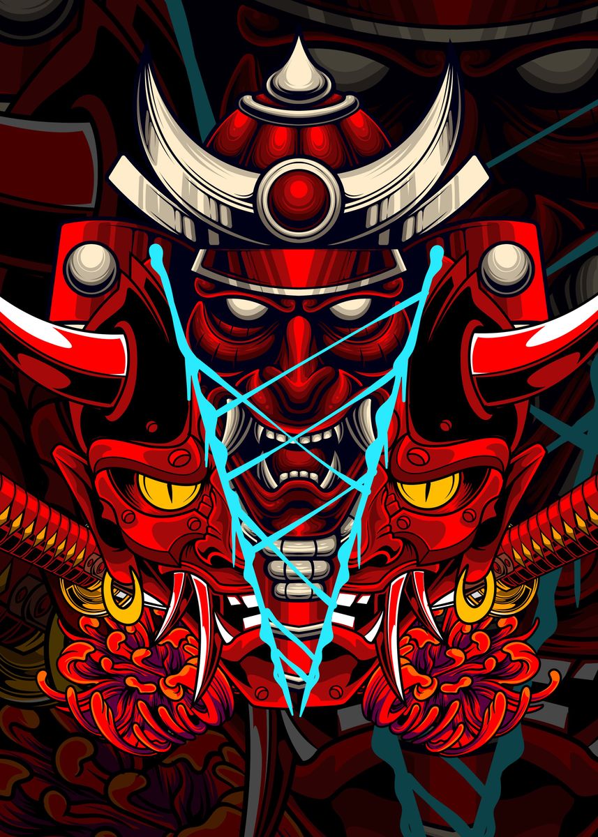 'Red Samurai' Poster by Iqbal harris | Displate