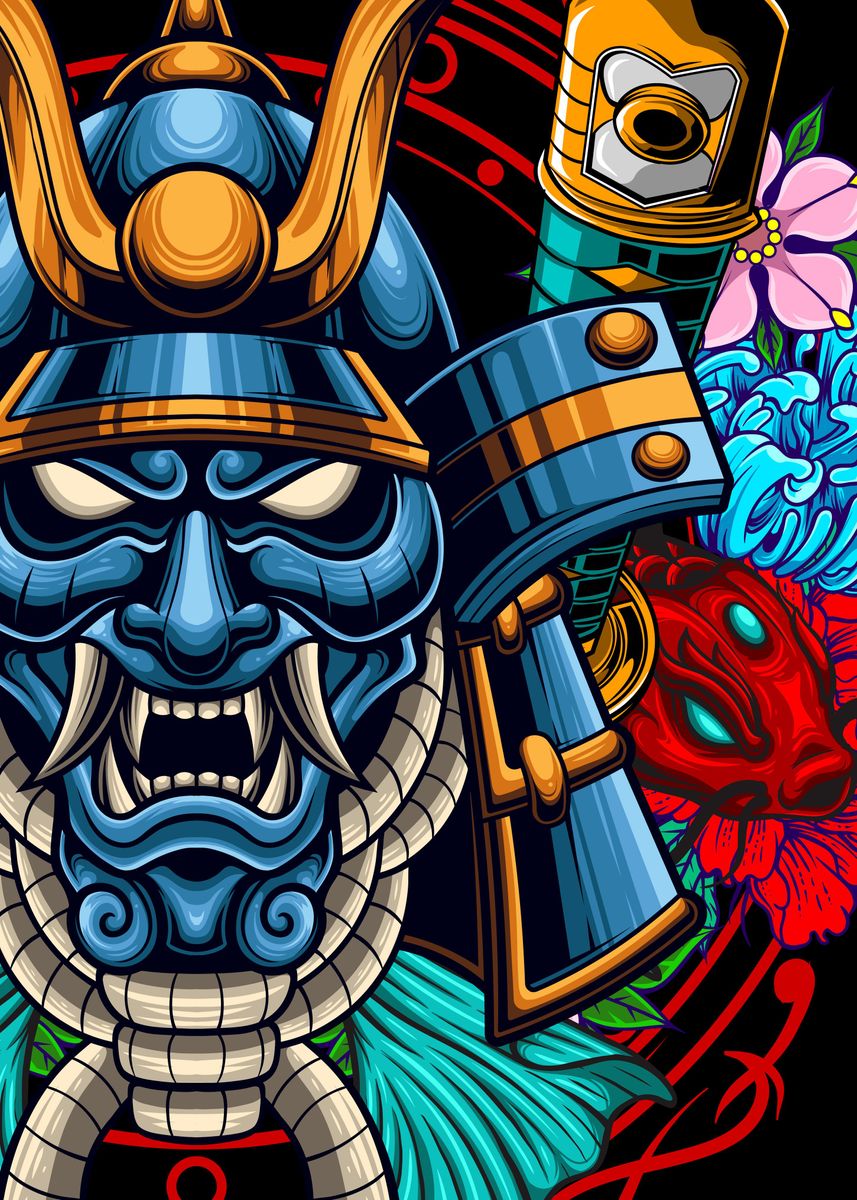 'Blue Samurai' Poster, picture, metal print, paint by Iqbal harris ...