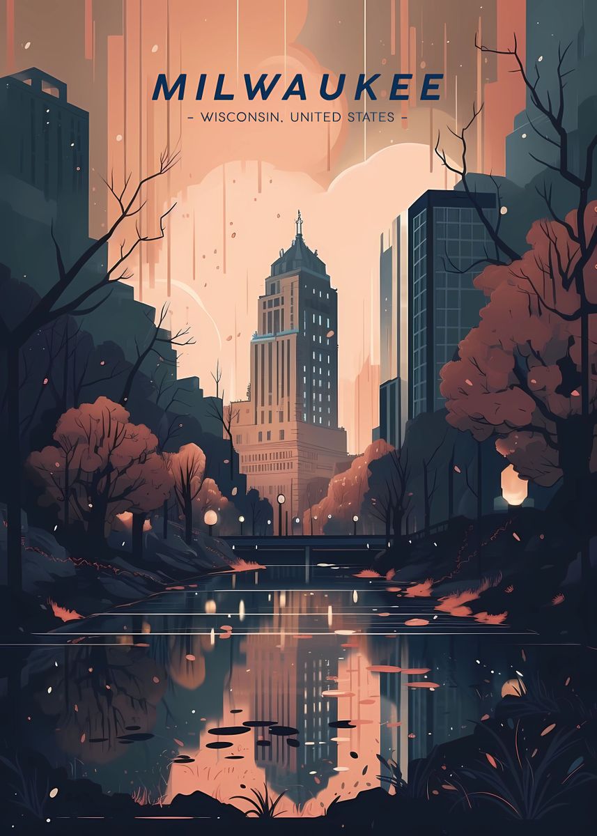 'Milwaukee Cityscape vista' Poster, picture, metal print, paint by ...