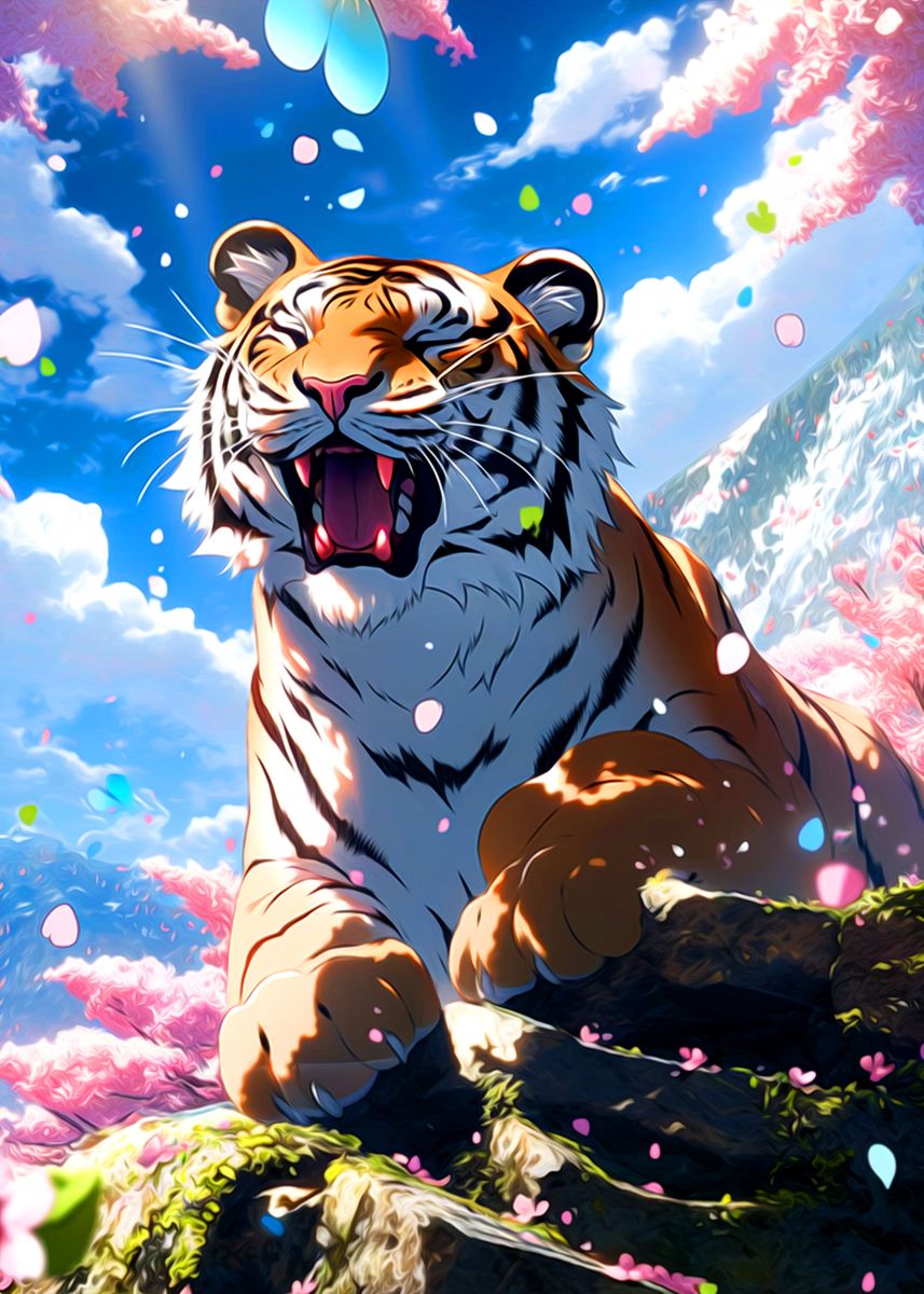 'Cute Tiger' Poster, picture, metal print, paint by Andie Liper | Displate