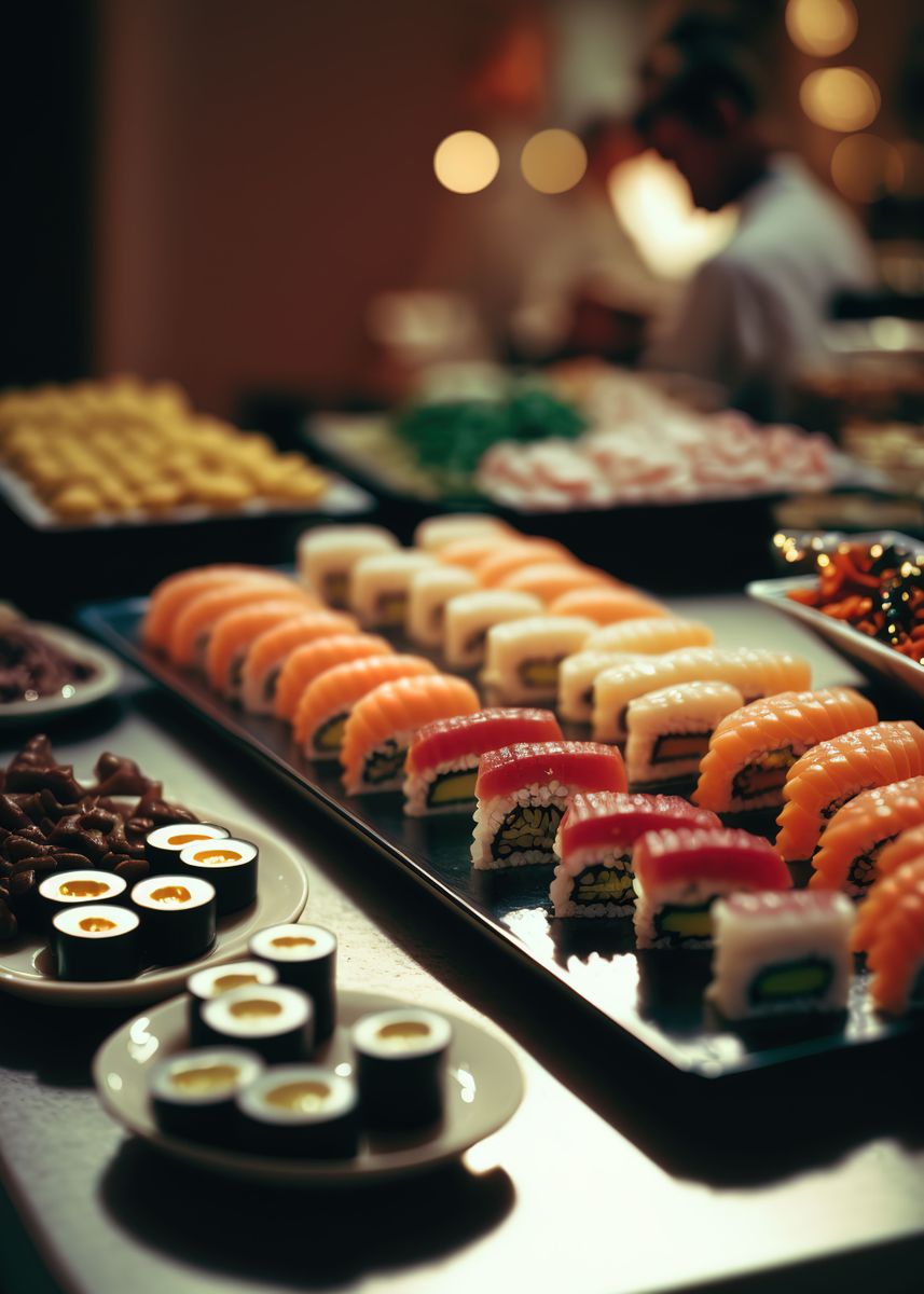 'sushi rolls' Poster, picture, metal print, paint by laney tess | Displate