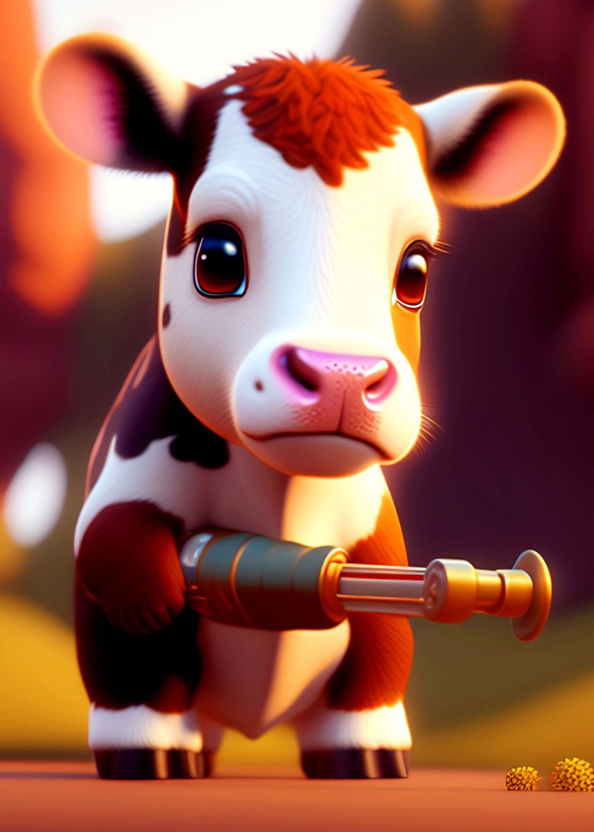 'CUTE COW ' Poster, picture, metal print, paint by LuckStory | Displate