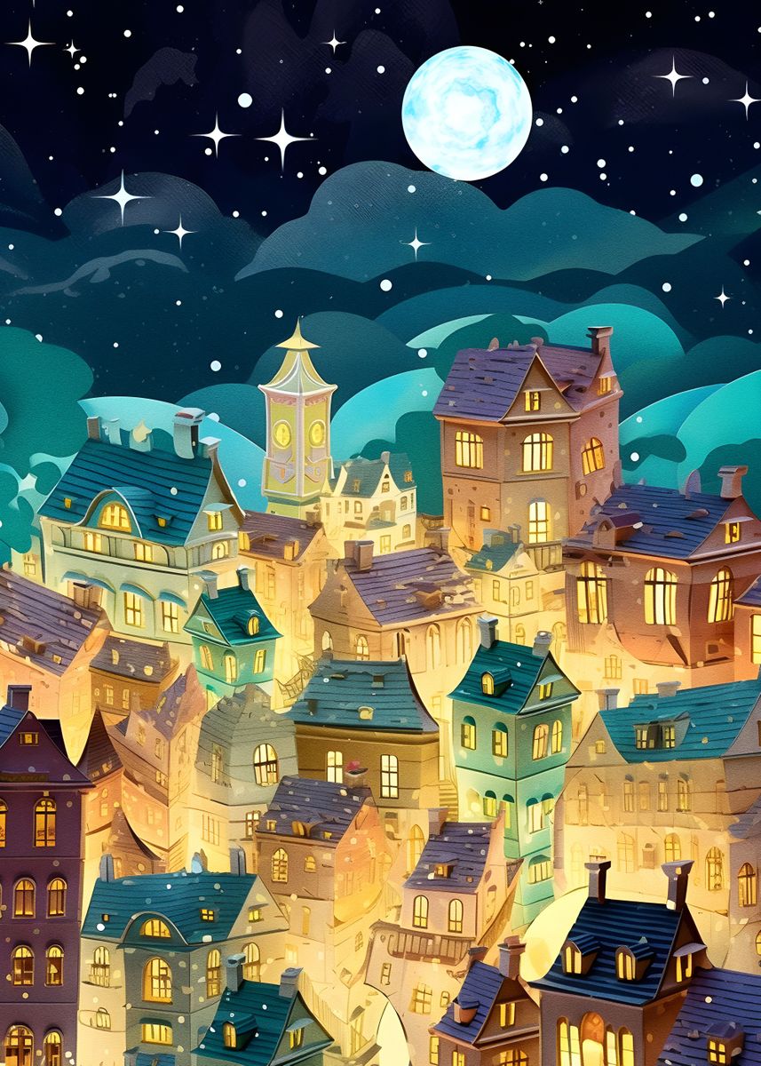 'Beautiful lights' Poster, picture, metal print, paint by Horace Laura ...