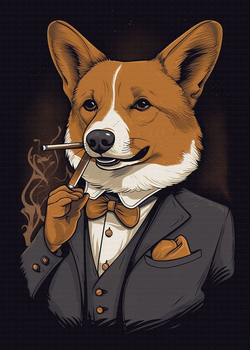 'Corgi Gentleman' Poster, picture, metal print, paint by Michael I ...