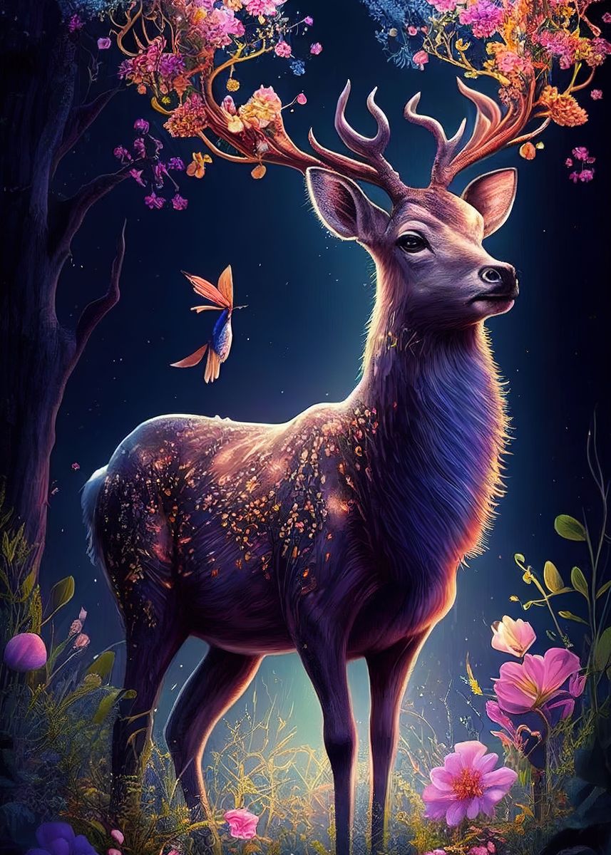 'cute deer flower ' Poster by DEMON SPACE | Displate