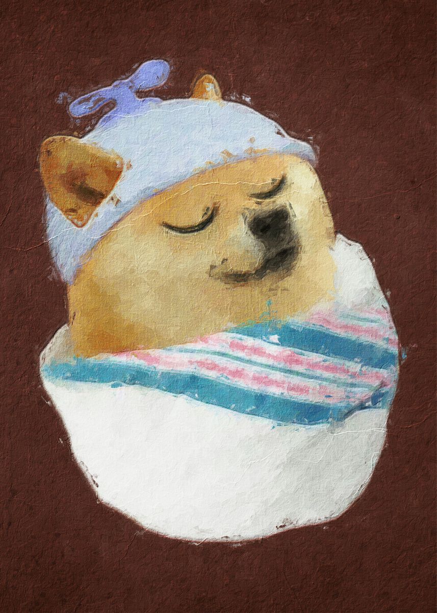 'Baby Doge Meme' Poster, picture, metal print, paint by Meme Daily ...