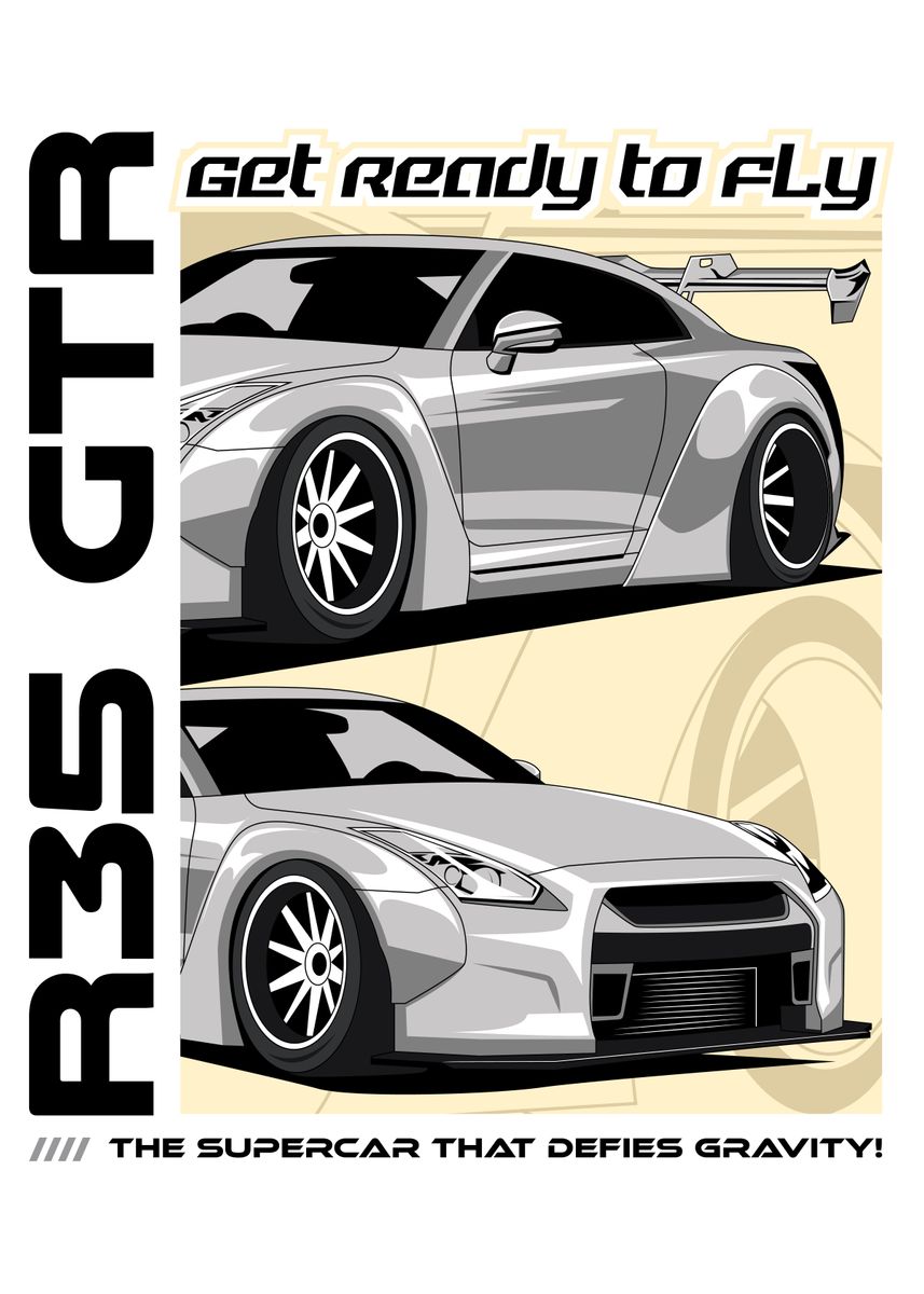 'R35 Japan Car' Poster, picture, metal print, paint by Adam Project ...
