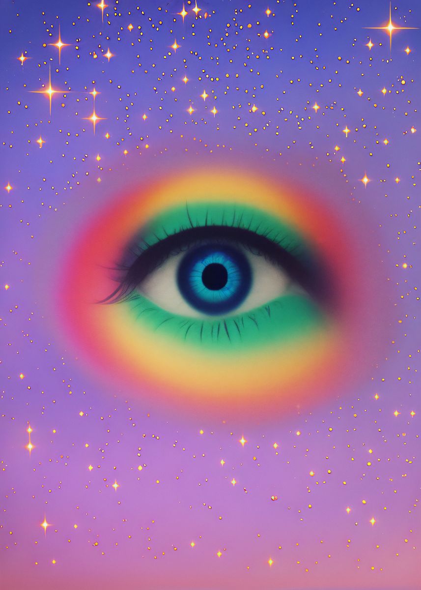 'Eye psychedelic sky night ' Poster, picture, metal print, paint by ...
