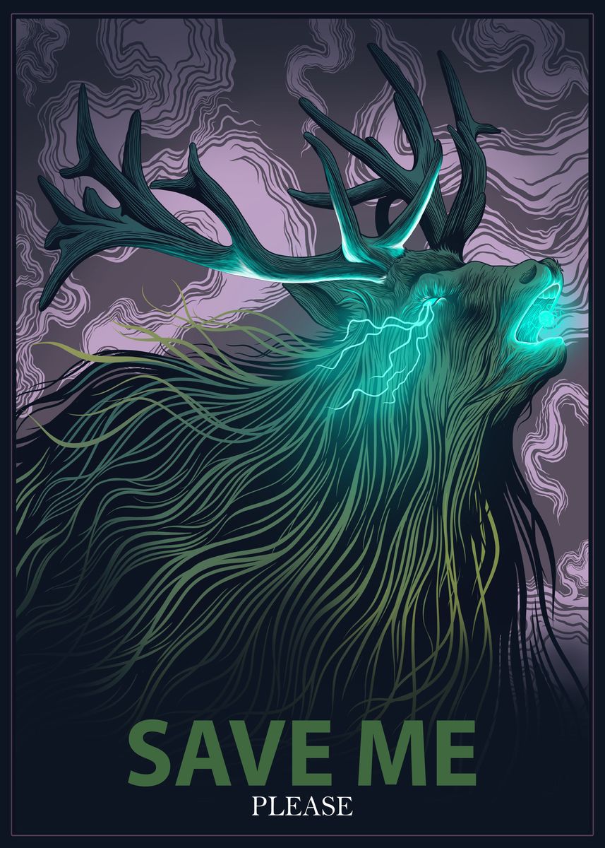 'THE EXCITED DEER' Poster, picture, metal print, paint by masn | Displate