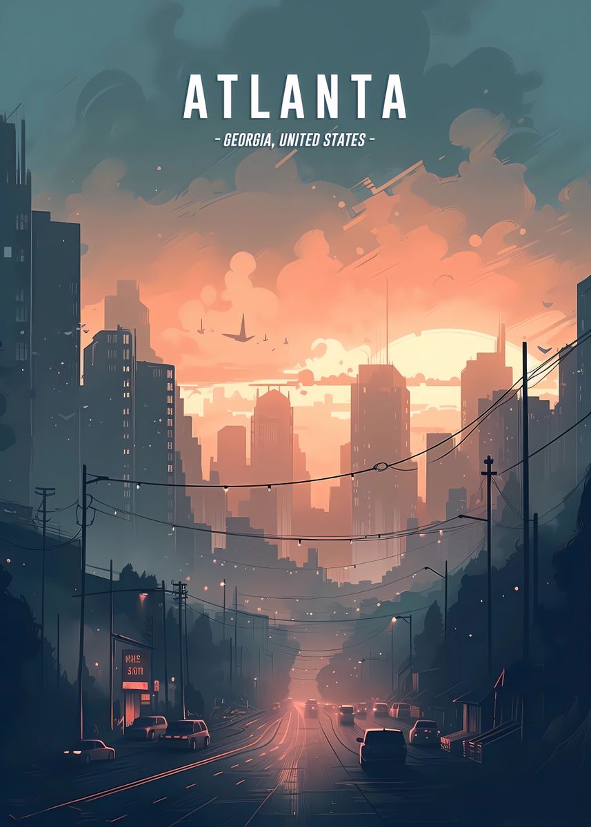 'Atlanta City view' Poster, picture, metal print, paint by Rogue ...