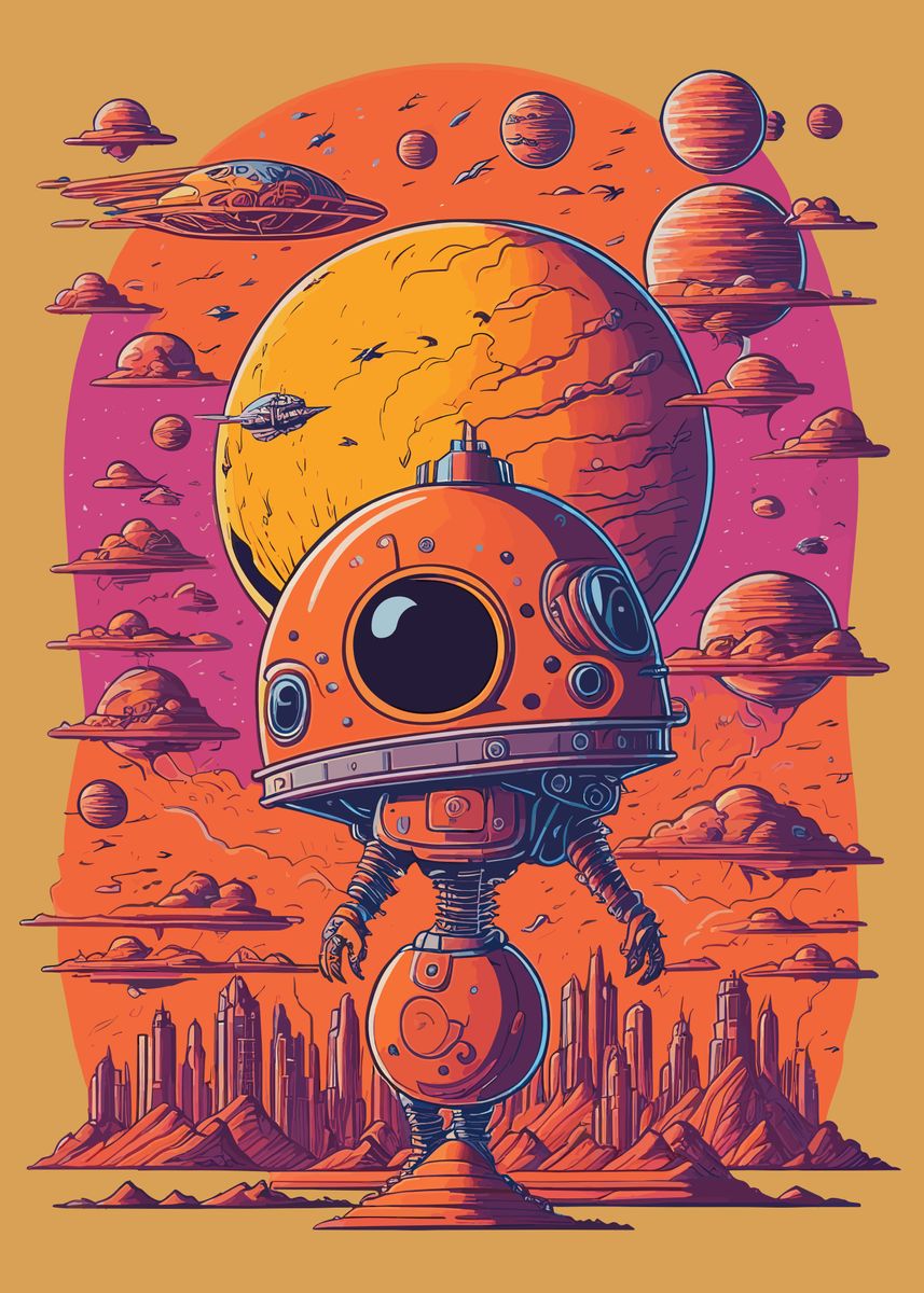 'Magnificent funny Alien' Poster, picture, metal print, paint by ...