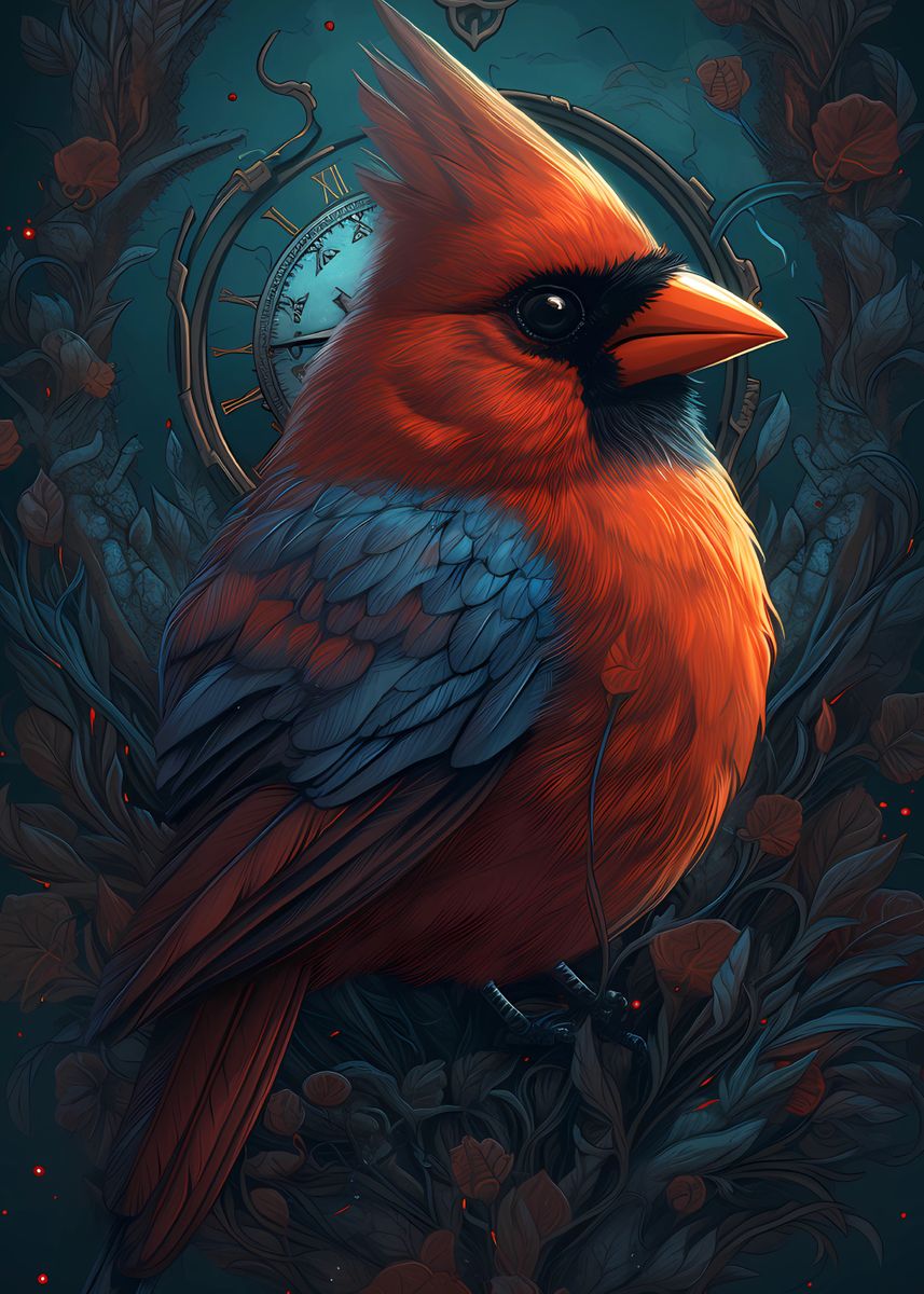 'Cardinal Adorable' Poster, picture, metal print, paint by Aleena ...