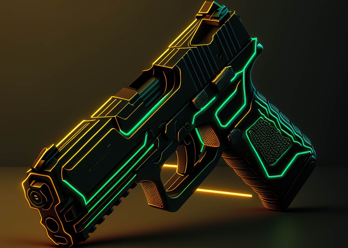 'Gun Neon' Poster by Peter Li | Displate