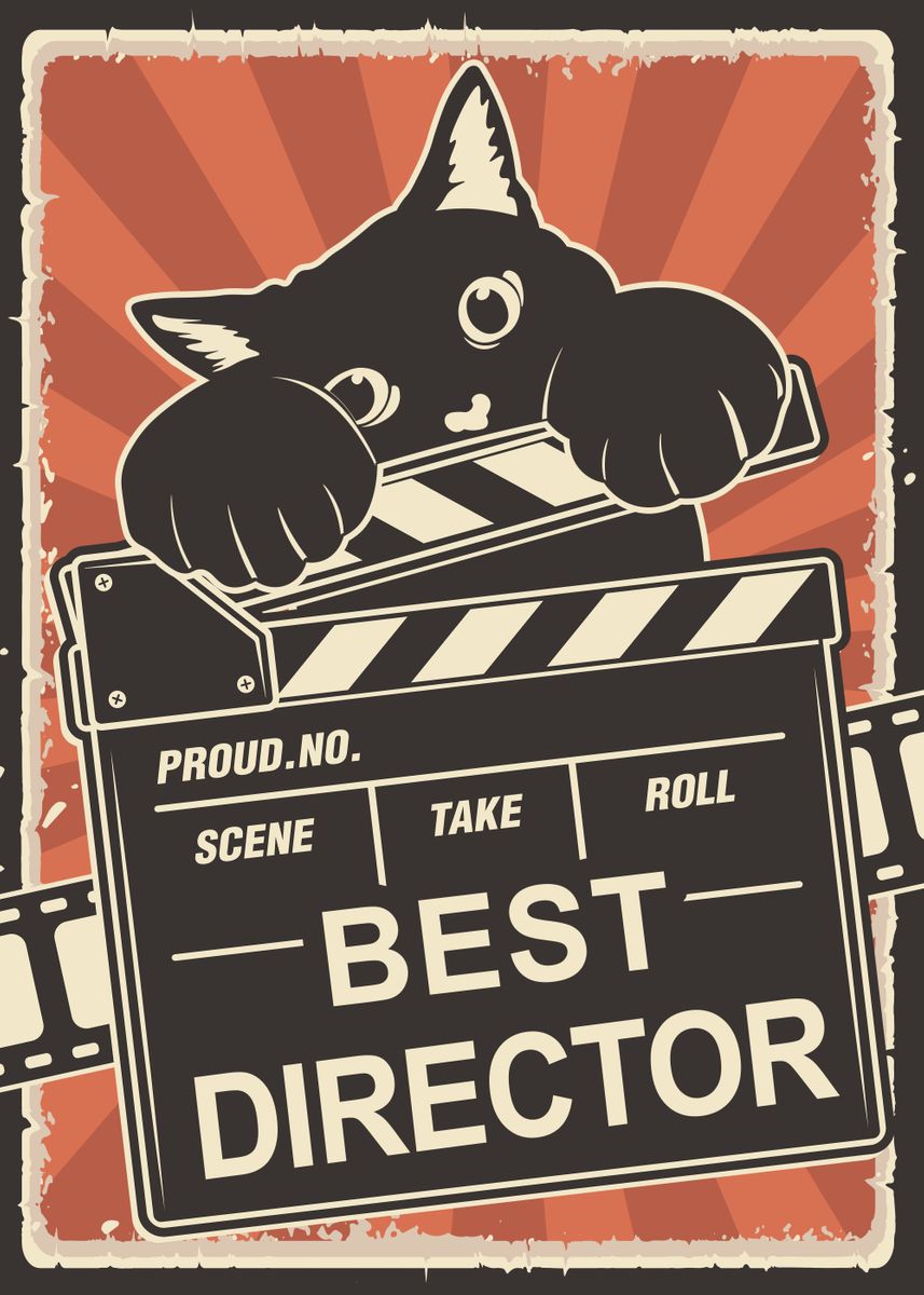 'Cat Best Director' Poster, picture, metal print, paint by XandYart ...