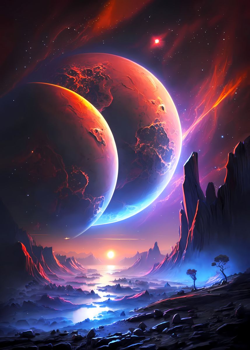 'Double Planet Universe' Poster, picture, metal print, paint by Luong ...