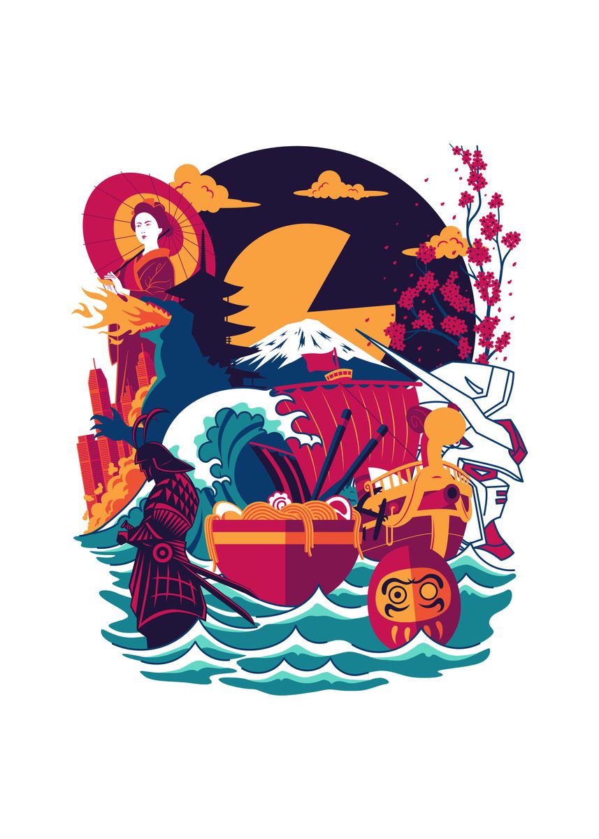 'Japan Things' Poster, picture, metal print, paint by sachpica | Displate