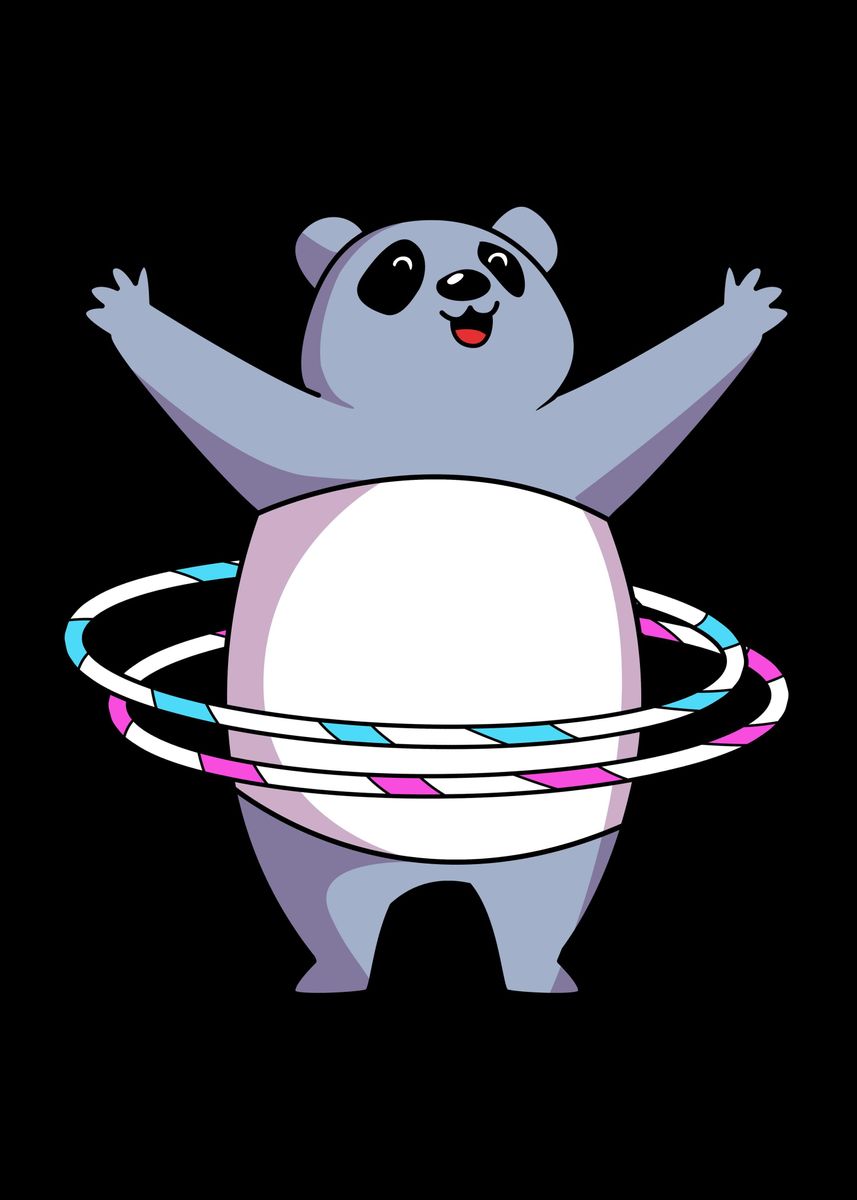 'Hula Hoop Panda' Poster, picture, metal print, paint by FunnyGifts ...