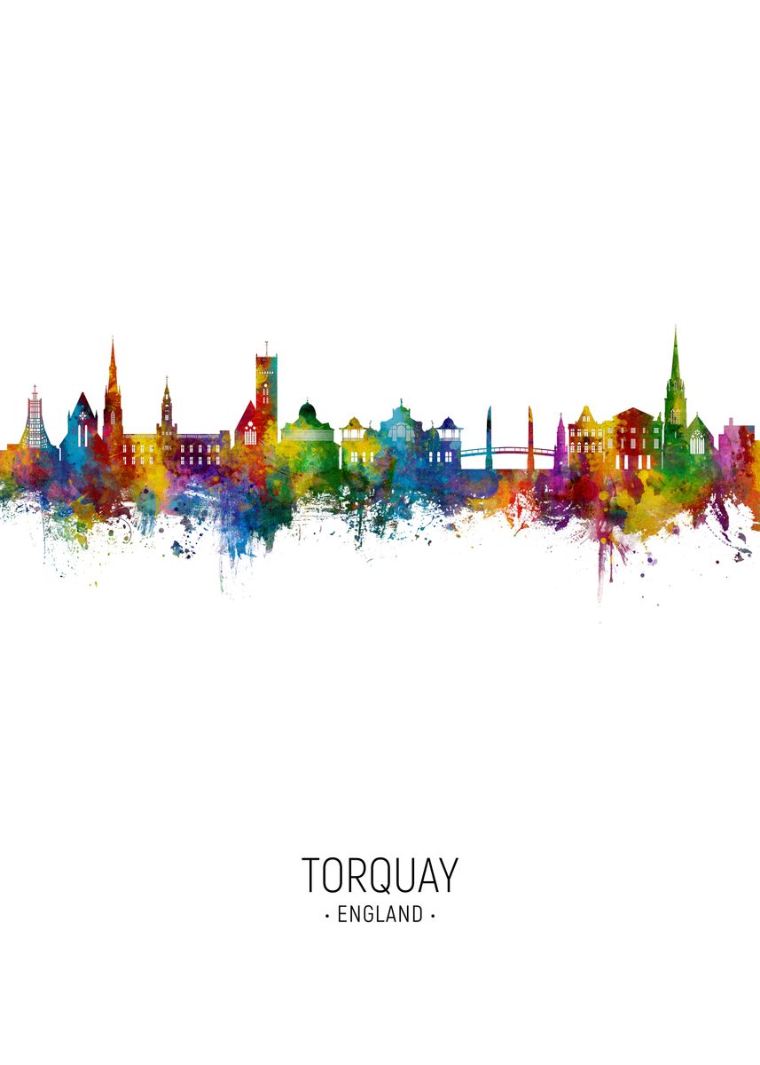 'Torquay Skyline England' Poster by Michael Tompsett | Displate