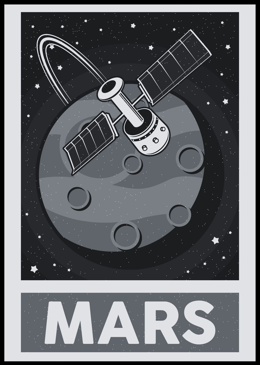 'Mars Retro Style' Poster, picture, metal print, paint by Yess | Displate
