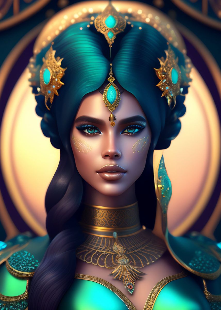 'Elven Queen with Throne' Poster, picture, metal print, paint by ...