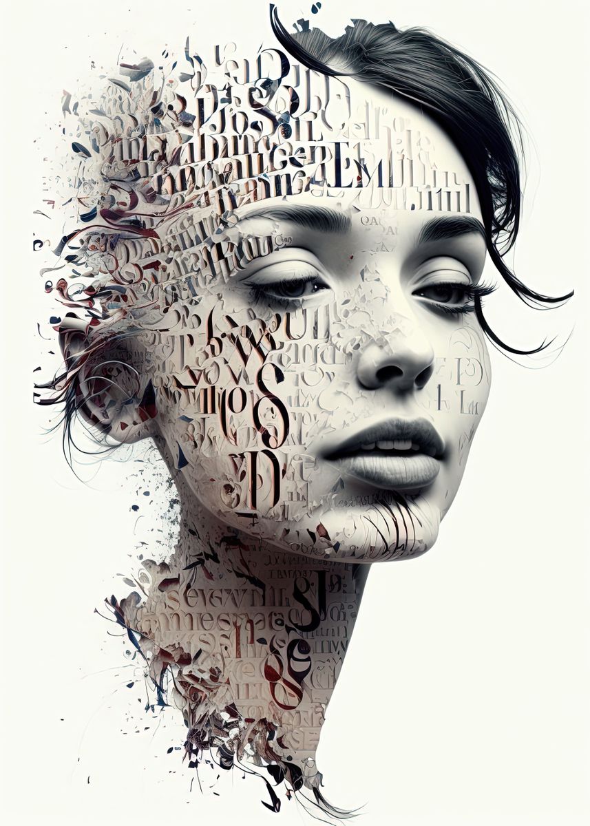 'Woman Made Of Letters' Poster, picture, metal print, paint by ...