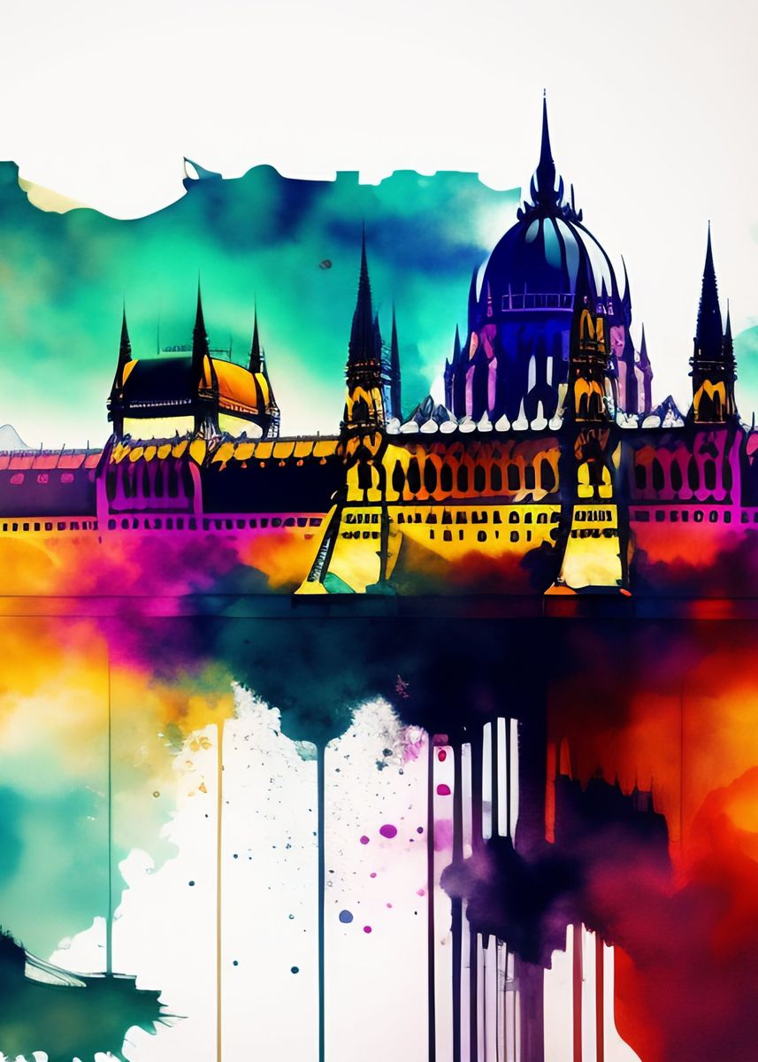 'Budapest Poster' Poster, picture, metal print, paint by ALMA Studio ...