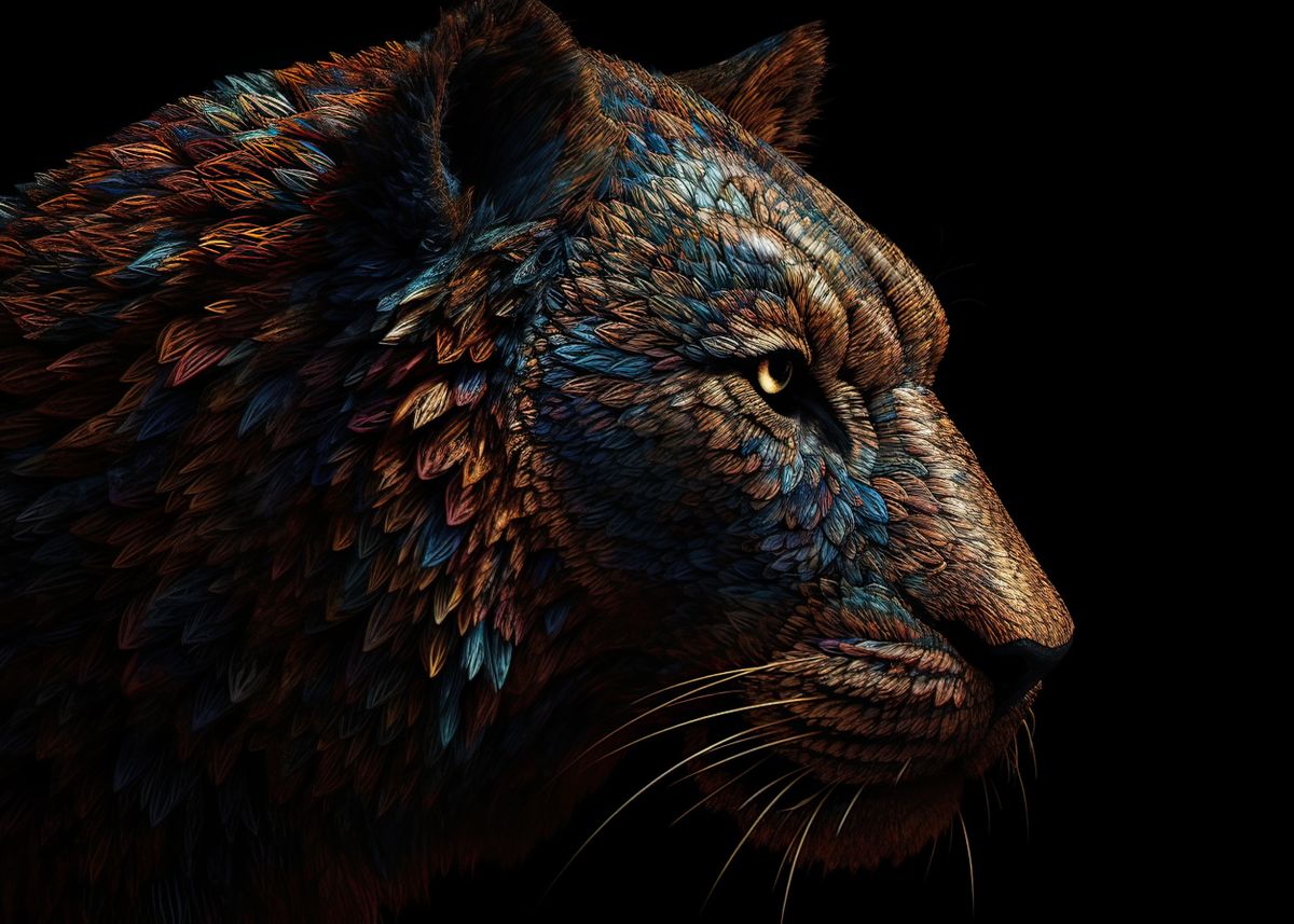 'Vantablack Spotted Lion' Poster by Digital Wise Crafts | Displate