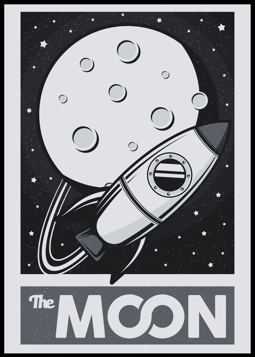 'The Moon Retro Style' Poster, picture, metal print, paint by Yess ...