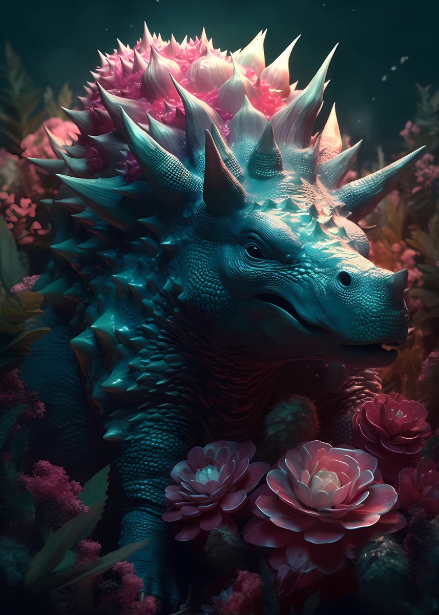 'Stegosaurus Playful' Poster by Diyonna Contreras | Displate