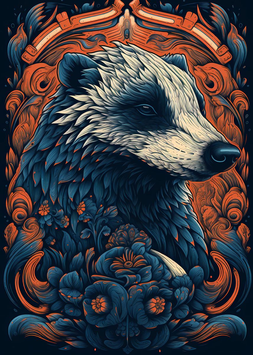 'Badger Mystical' Poster, picture, metal print, paint by Daxen Nairy ...